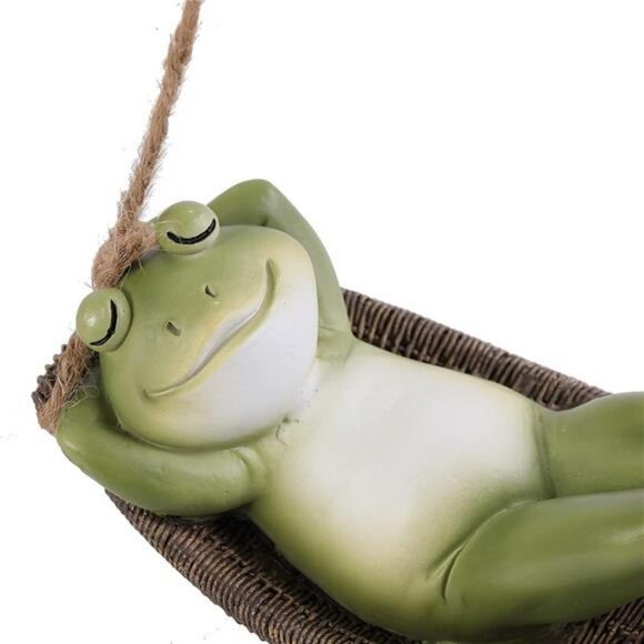 Accents | Funny Hanging Hammock Swing Frog Statue Fairy Tree Sleeping ...